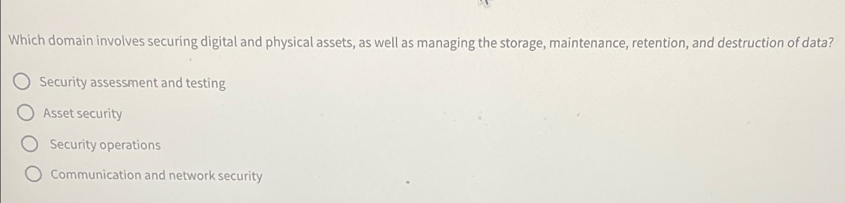 Solved Which domain involves securing digital and physical | Chegg.com
