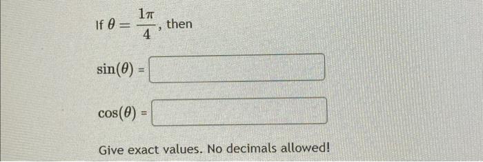 Solved If sin(θ)=−65 and θ is in the 4th quadrant, find | Chegg.com