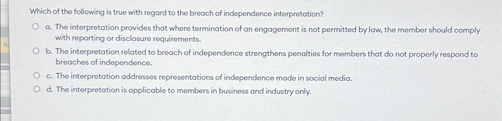 Solved Which of the following is true with regard to the | Chegg.com