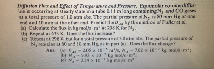 Solved Diffusion Flux and Effect of Temperature and | Chegg.com