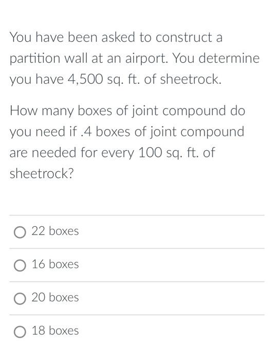 Solved You have been asked to construct a partition wall at | Chegg.com