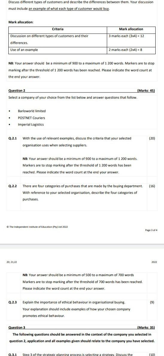 Discuss different types of customers and describe the | Chegg.com