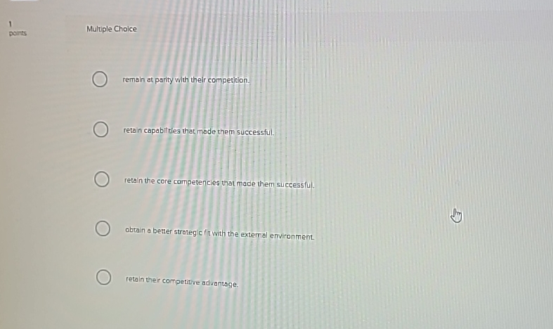 Solved 1Multiple Choiceremain at parity with their | Chegg.com