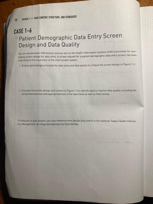 10 Section 1 - DATA CONTENT, STRUCTURE. AND STANDARDS | Chegg.com