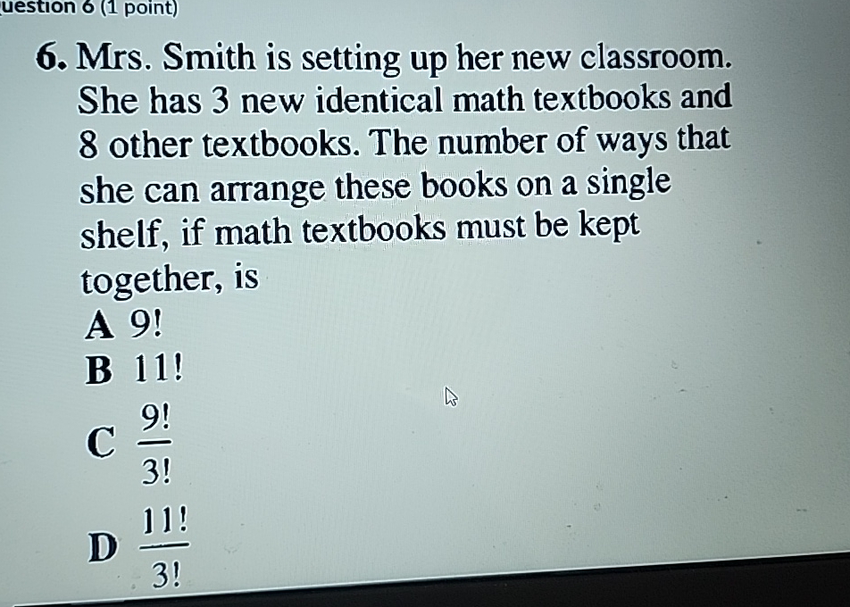 Solved Mrs. ﻿Smith is setting up her new classroom. She has | Chegg.com
