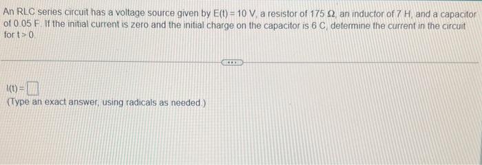 Solved An RLC series circuit has a voltage source given by | Chegg.com