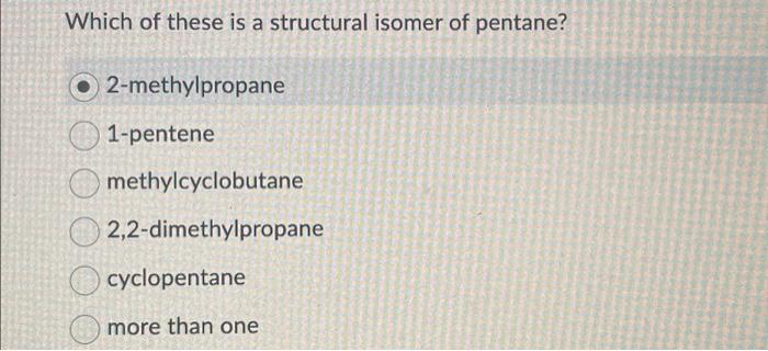 Solved Which of these is a structural isomer of pentane? | Chegg.com