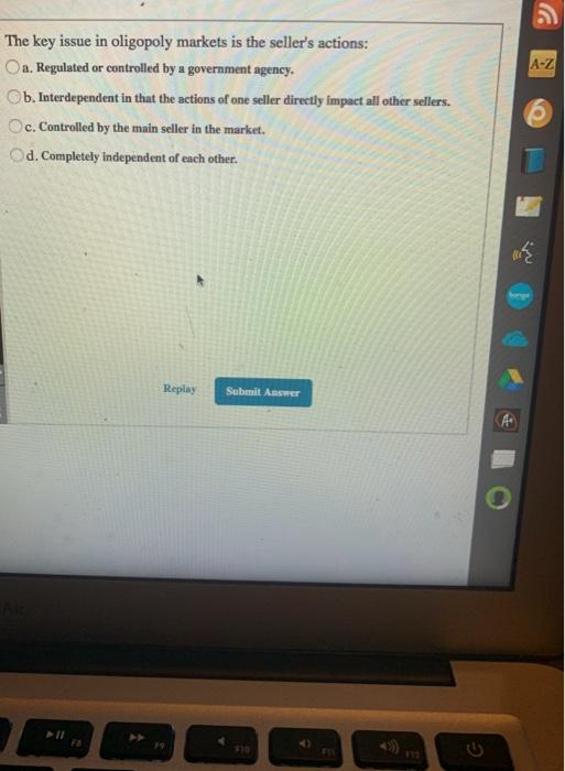 Solved A-Z The key issue in oligopoly markets is the | Chegg.com