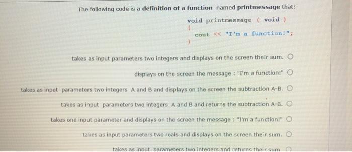 Solved The following code is a definition of a function | Chegg.com