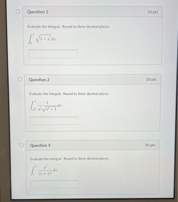 Solved Evaluate the integral. Round to three decimal places. | Chegg.com