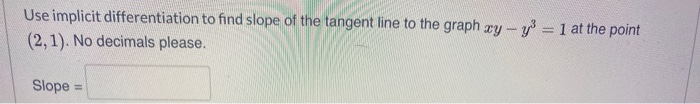 Solved Use implicit differentiation to find slope of the | Chegg.com