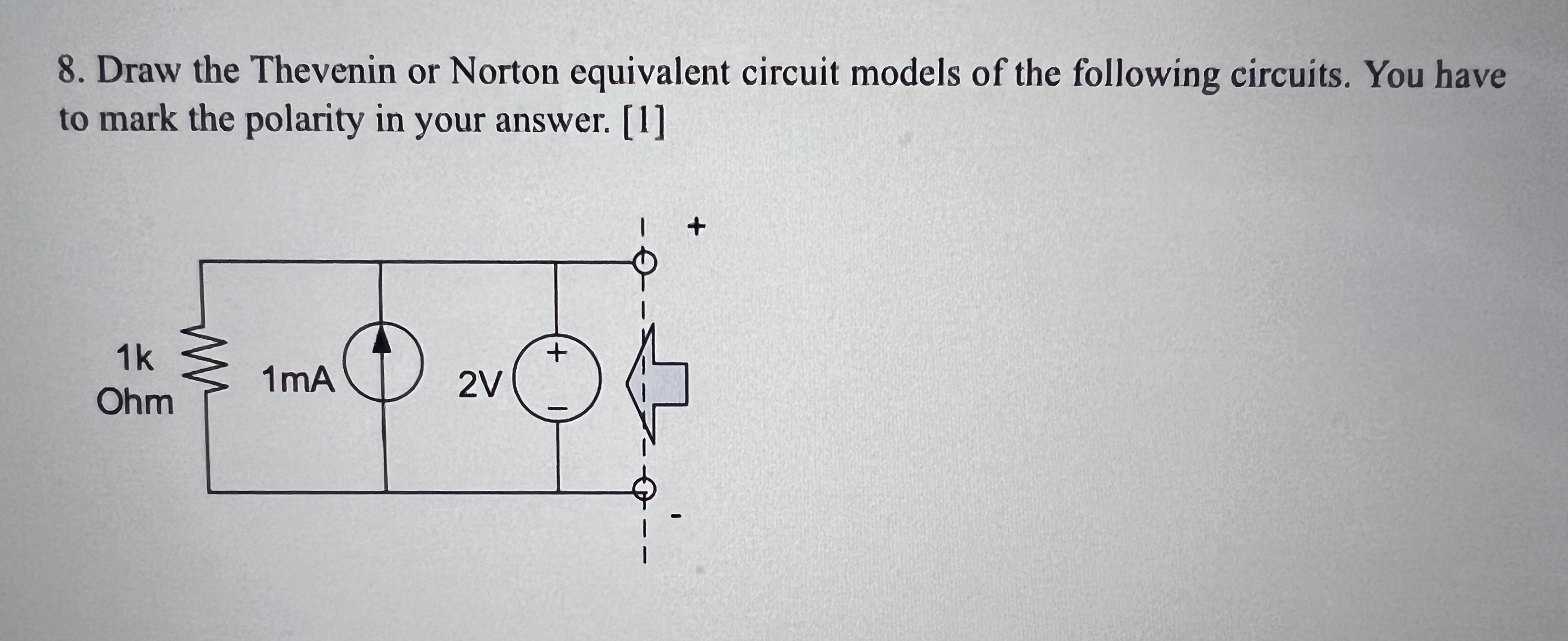 Solved Draw the Thevenin or Norton equivalent circuit models | Chegg.com