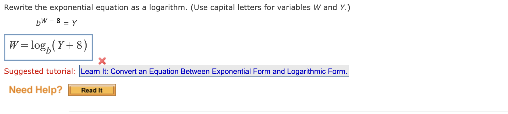 Solved Rewrite the exponential equation as a logarithm. (Use | Chegg.com