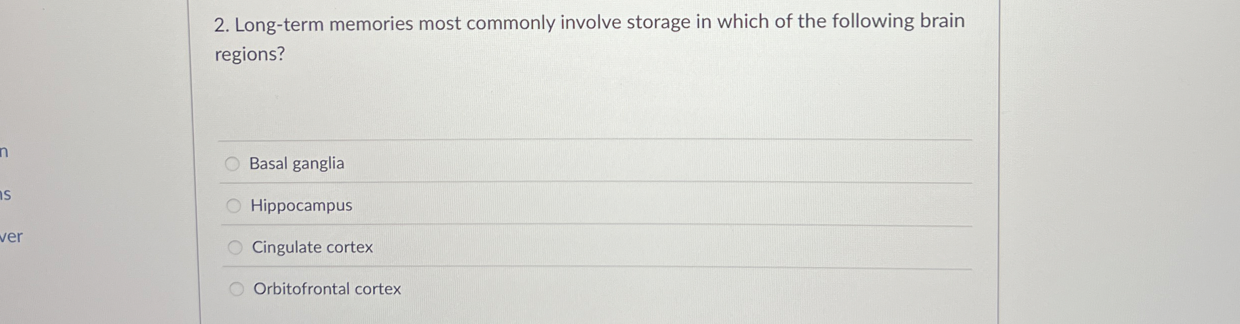 Solved Long-term memories most commonly involve storage in | Chegg.com