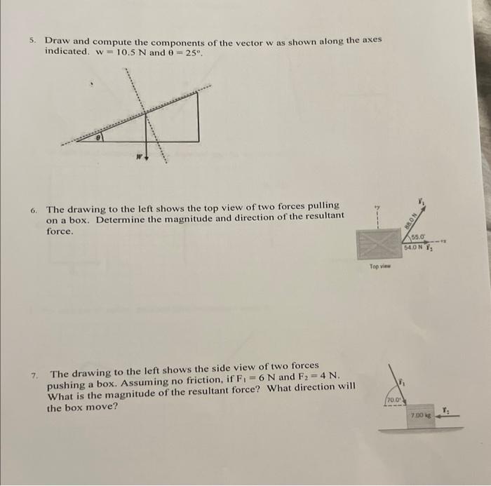 Solved 5. Draw and compute the components of the vector w as | Chegg.com