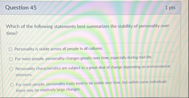 Solved Question 451 ﻿ptsWhich of the following statements | Chegg.com