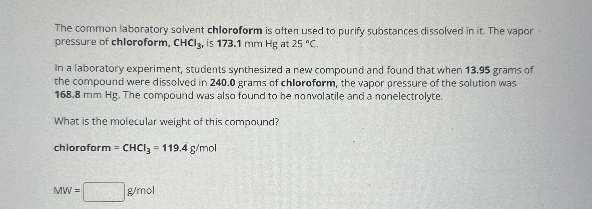 Solved The common laboratory solvent chloroform is often | Chegg.com