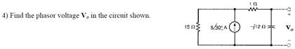 Solved Find the phasor voltage V0 in the circuit shown. | Chegg.com