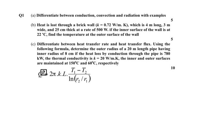 Solved A Differentiate Between Conduction Convection And