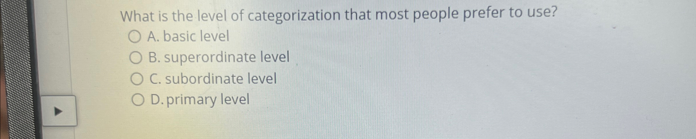 Solved What is the level of categorization that most people | Chegg.com