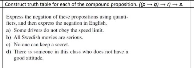 Solved Construct truth table for each of the compound | Chegg.com