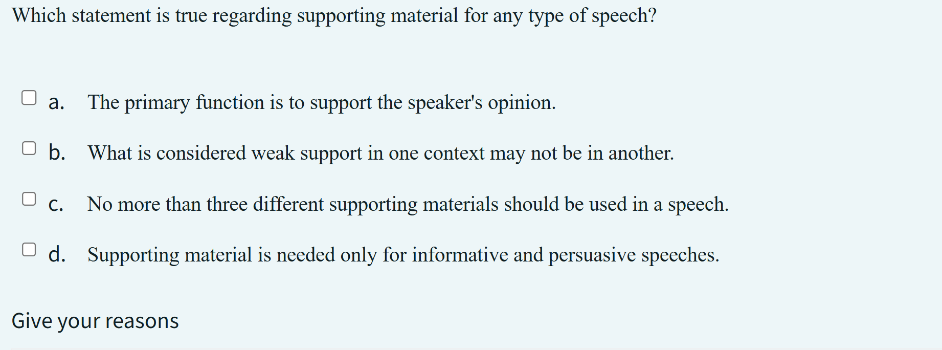 Solved Which statement is true regarding supporting material | Chegg.com