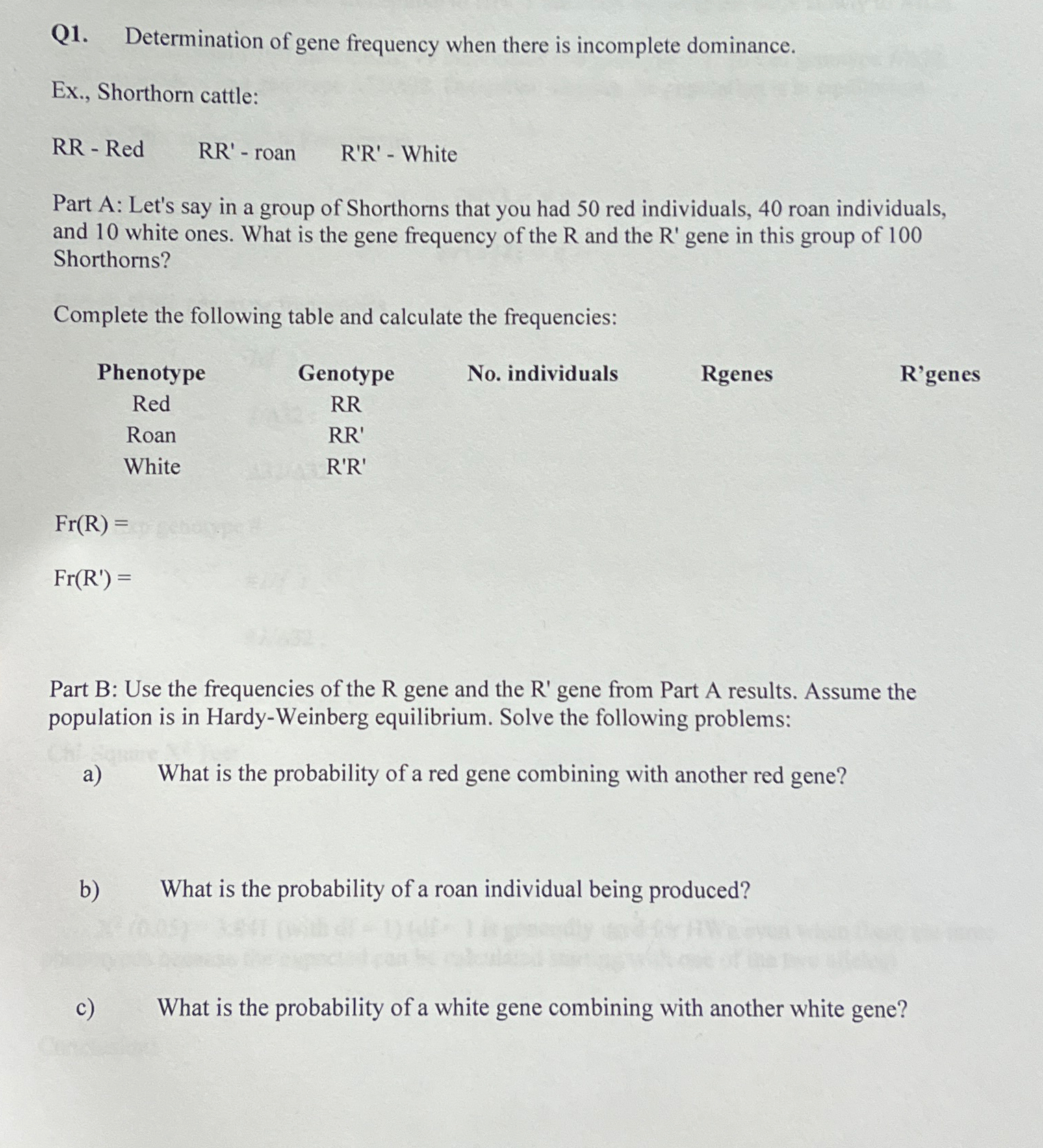 Solved Q1. ﻿Determination of gene frequency when there is | Chegg.com
