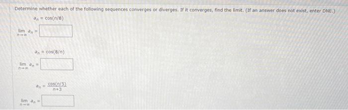 Solved Determine whether each of the following sequences | Chegg.com