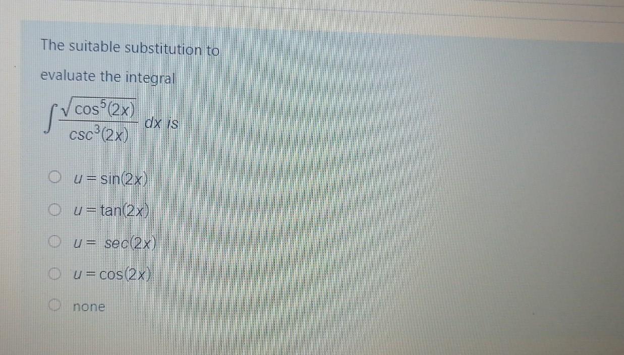 Solved The suitable substitution to evaluate the integral s | Chegg.com