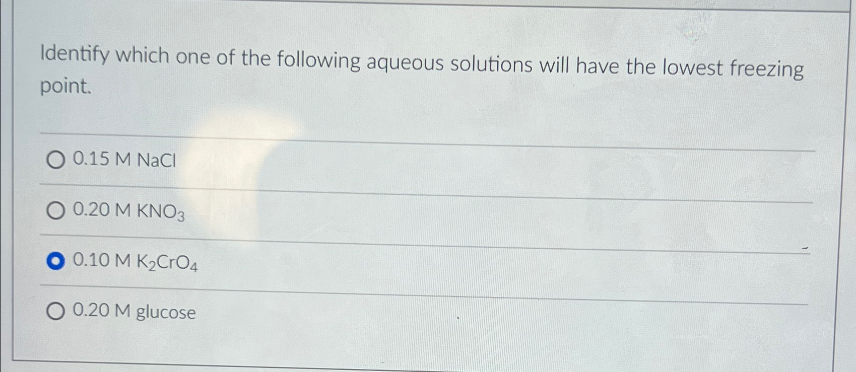 Solved Identify which one of the following aqueous solutions | Chegg.com