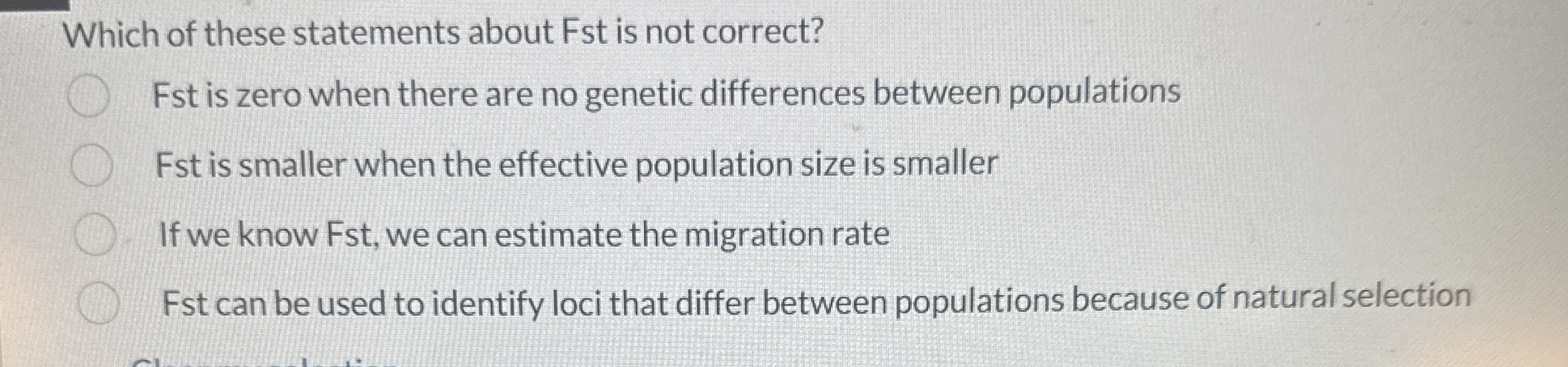 Solved Which of these statements about Fst is not | Chegg.com