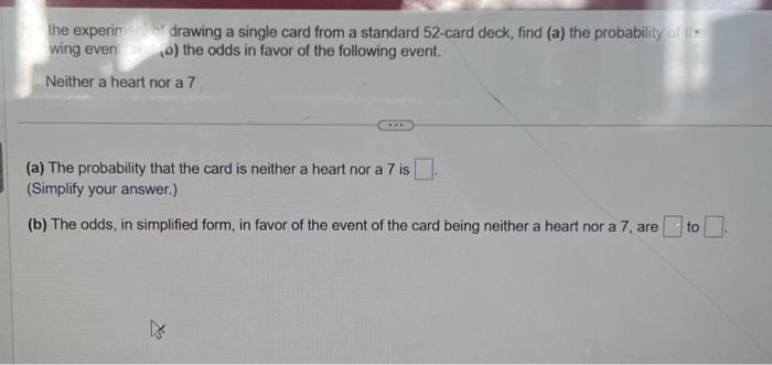 Solved the experiment of drawing a single card from a | Chegg.com