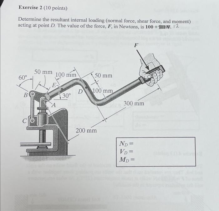 Solved Determine the resultant internal loading (normal | Chegg.com