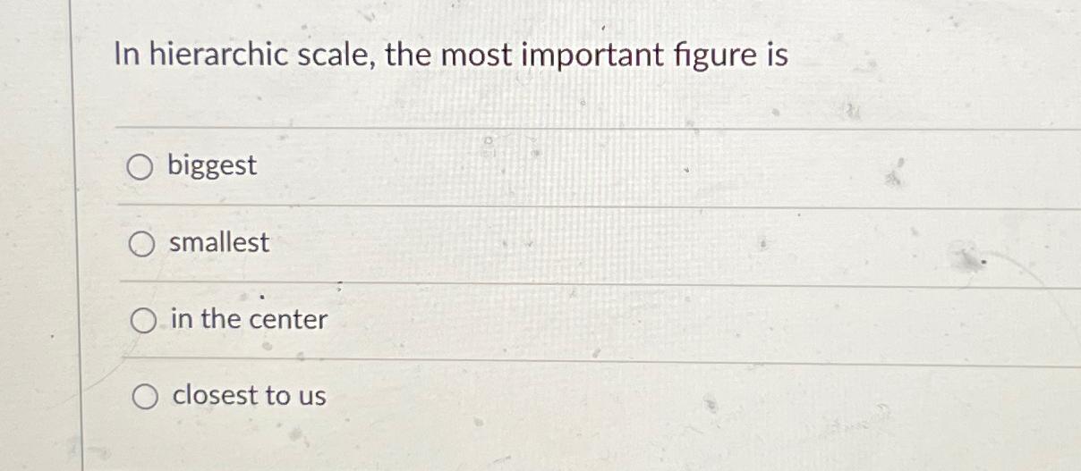 Solved In hierarchic scale, the most important figure | Chegg.com