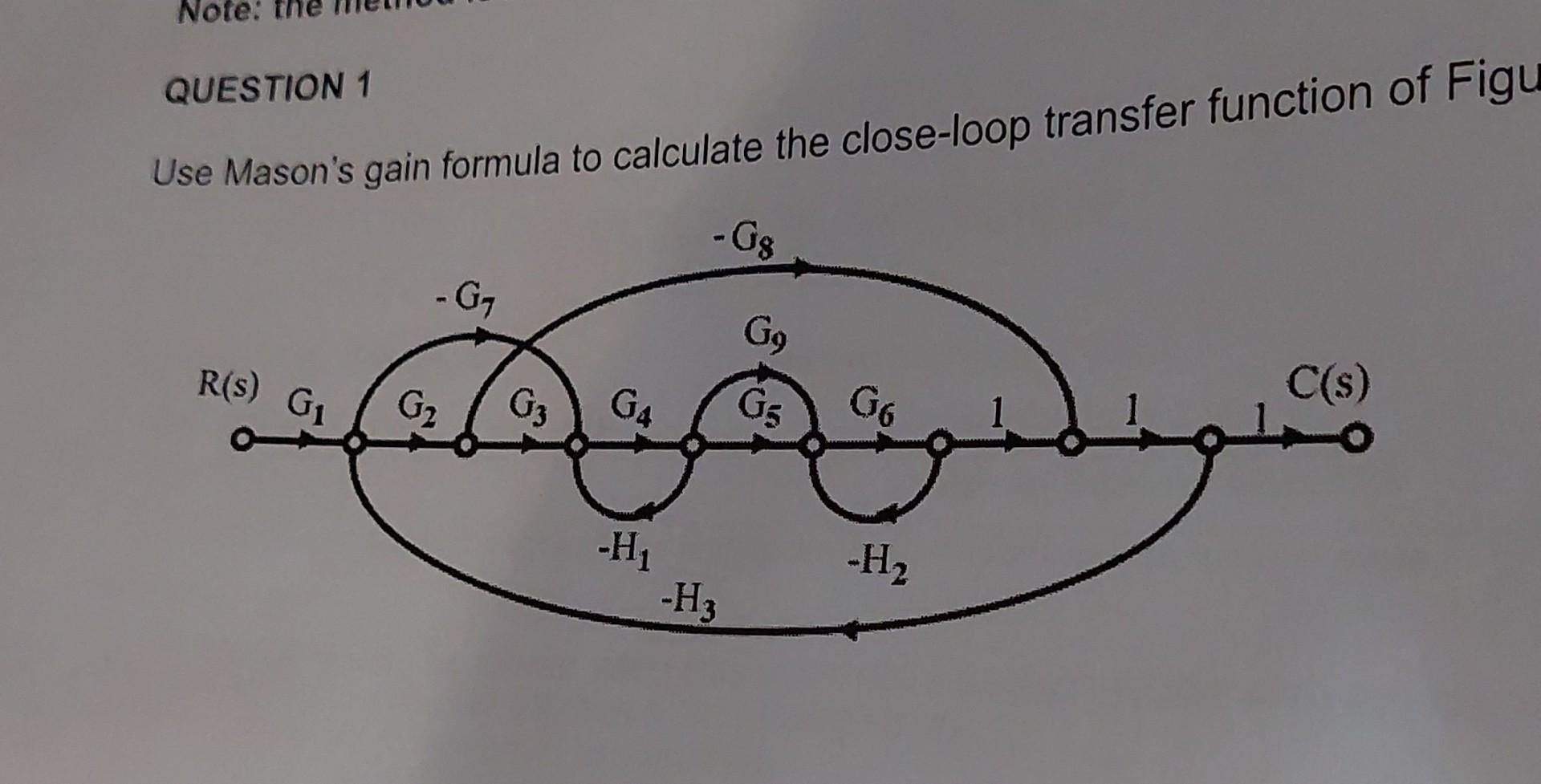 Solved Note QUESTION 1 Use Mason's gain formula to calculate | Chegg.com