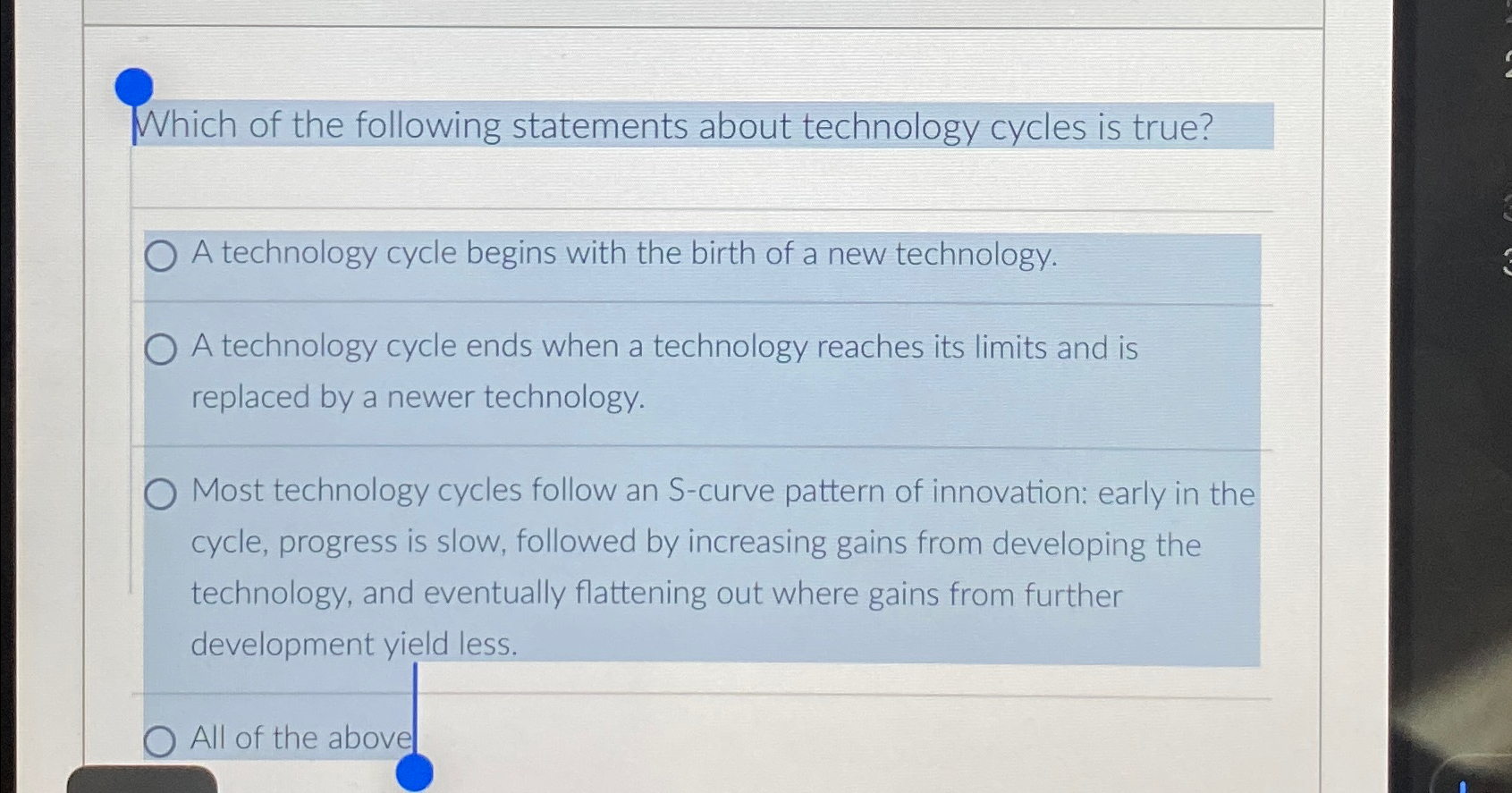 Solved Which of the following statements about technology | Chegg.com
