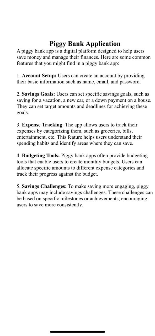 Solved Piggy Bank ApplicationA piggy bank app is a digital | Chegg.com