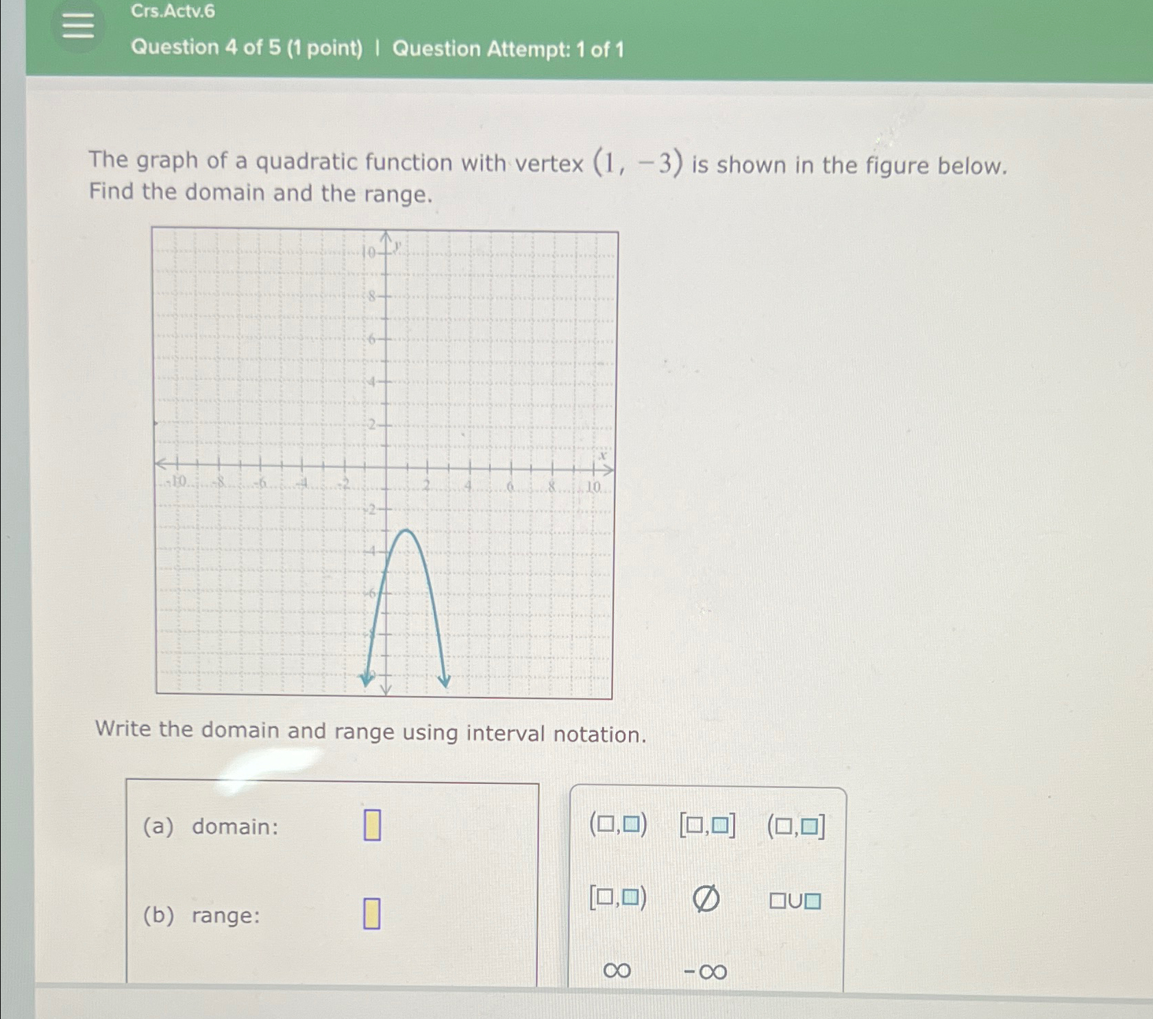 Solved Crs.Actv. 6Question 4 ﻿of 5 (1 ﻿point) | ﻿Question | Chegg.com
