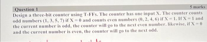Solved Design a three-bit counter using T-FFs. The counter | Chegg.com