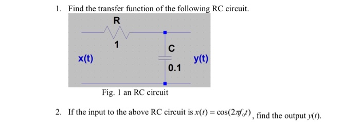 Solved 1. Find the transfer function of the following RC | Chegg.com