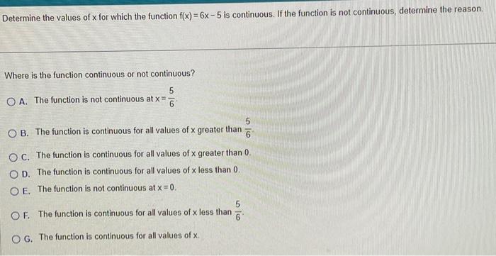 Solved Determine the values of x for which the function f(x) | Chegg.com
