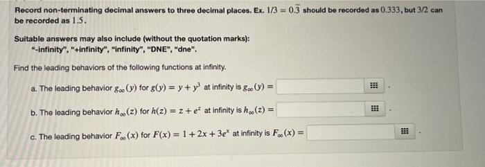Solved Record non-terminating decimal answers to three | Chegg.com