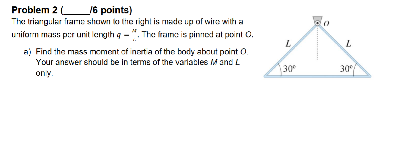 Solved Problem 2 (6 ﻿points) ﻿The triangular frame shown to | Chegg.com