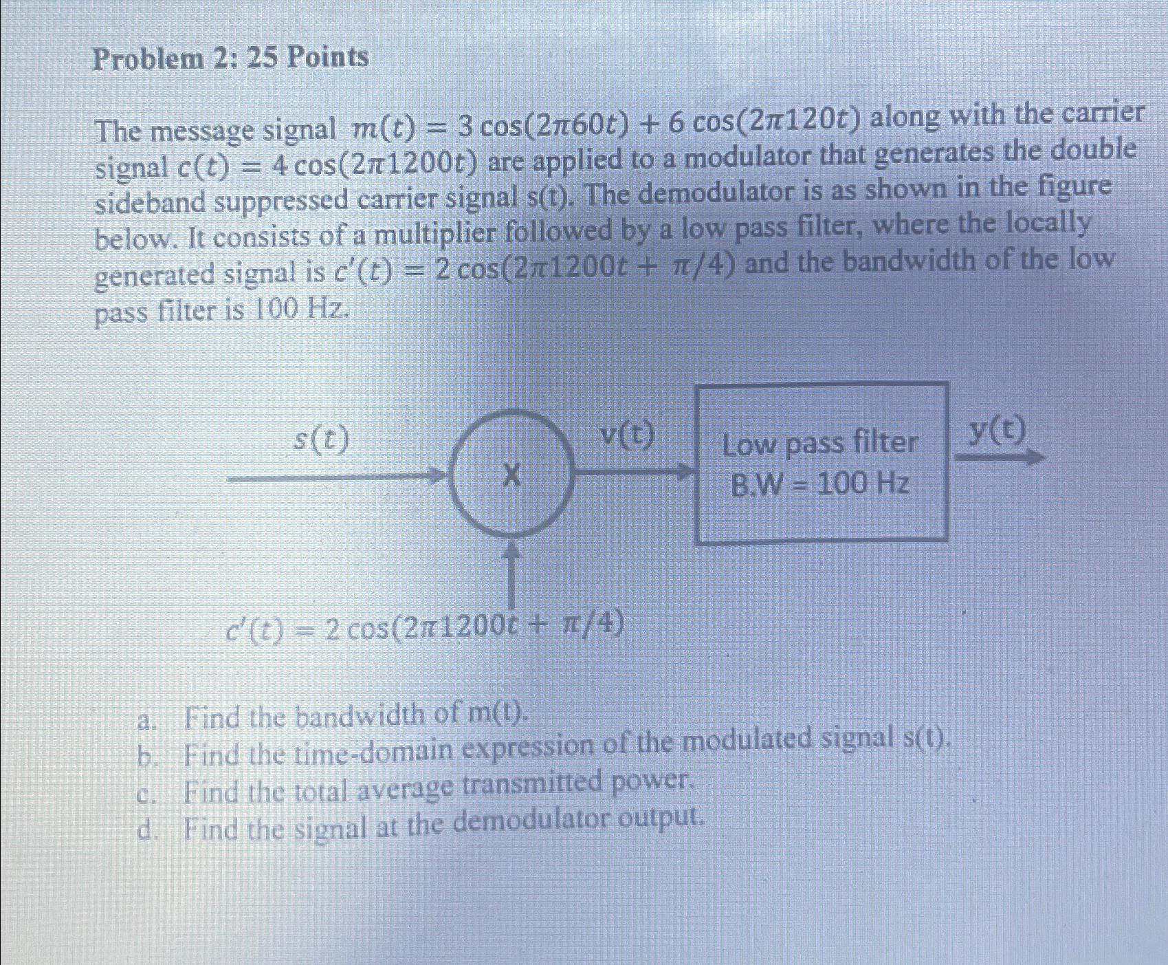 Solved Problem 2: 25 ﻿PointsThe message signal | Chegg.com