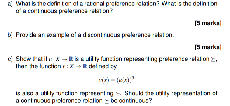 Solved a) What is the definition of a rational preference | Chegg.com