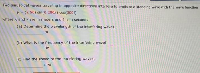 Solved Two sinusoidal waves traveling in opposite directions | Chegg.com