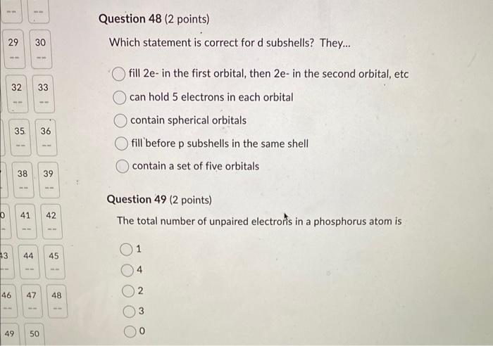 Solved Which statement is correct for d subshells? They... | Chegg.com
