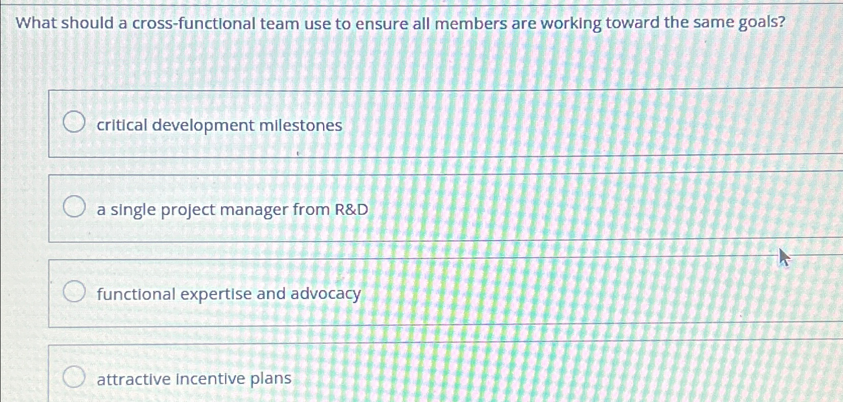 Solved What should a cross-functional team use to ensure all | Chegg.com