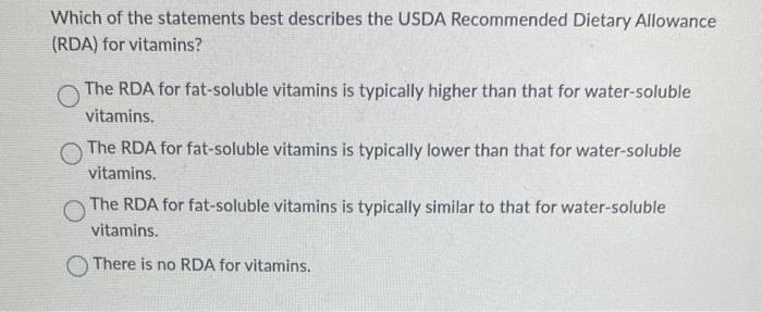 Solved Which of the statements best describes the USDA | Chegg.com