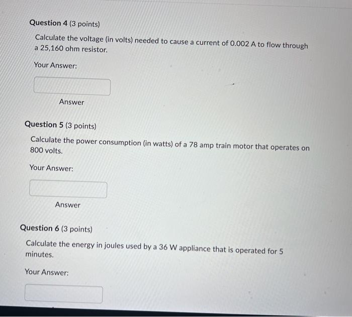 Solved Question 1 (3 points) Calculate the voltage (in | Chegg.com